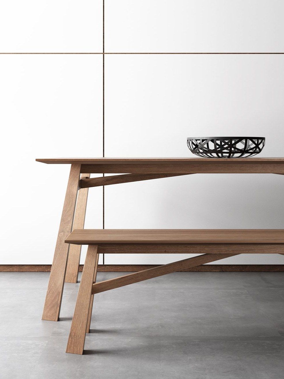 CARPENTER Rectangular wooden dining table By KARPENTER | design Hugues Revuelta