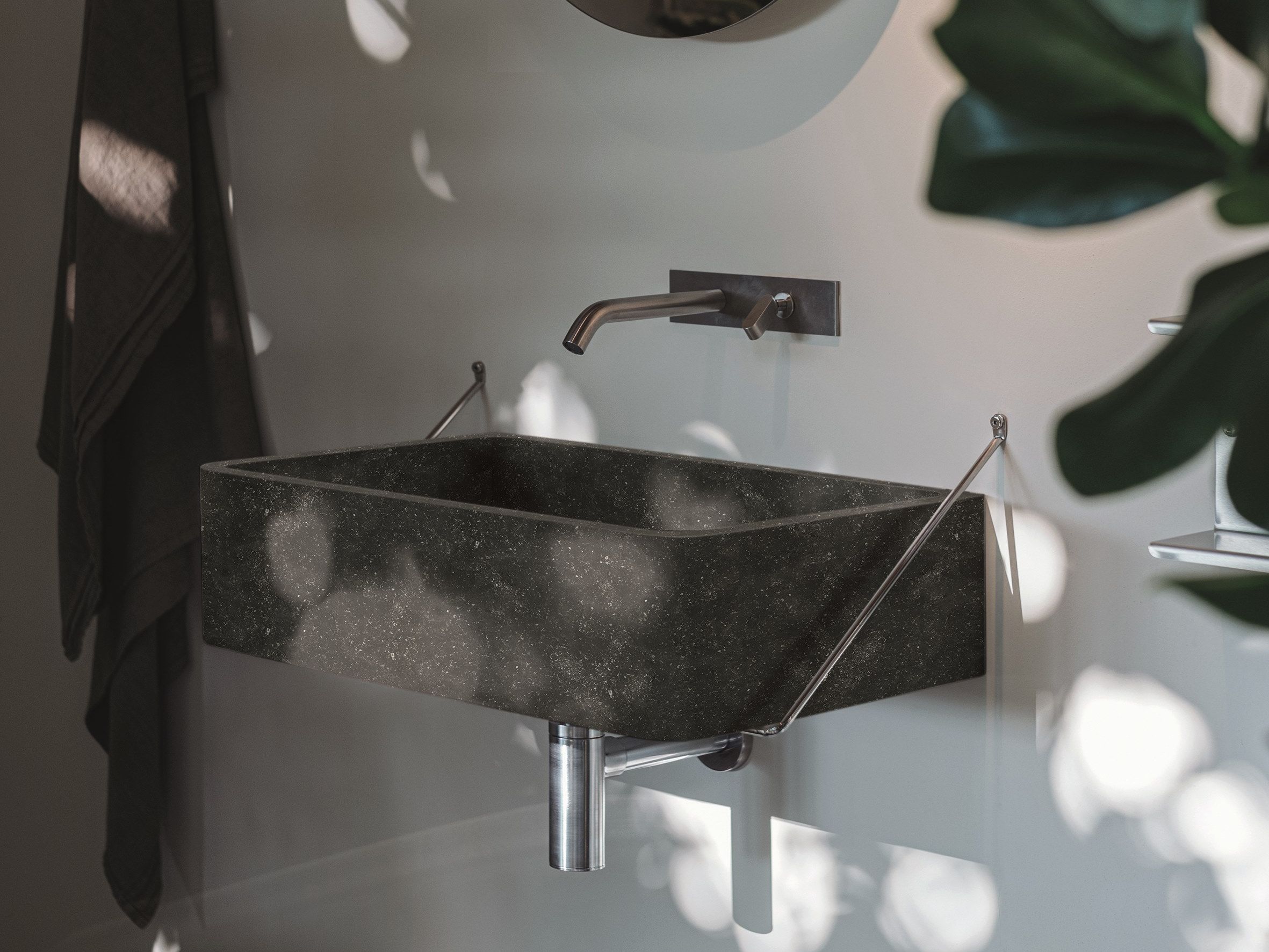 CARRARA OUTDOOR Rectangular wall-mounted marble washbasin By Agape ...