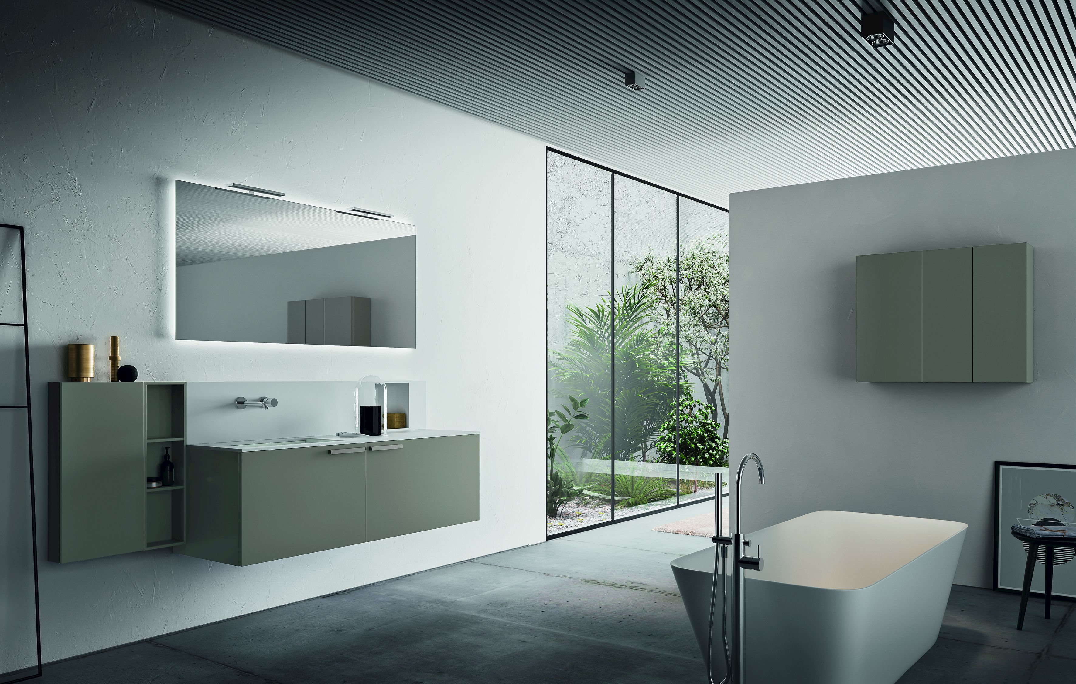 CARTABIANCA Single wall-mounted vanity unit with mirror By Cerasa