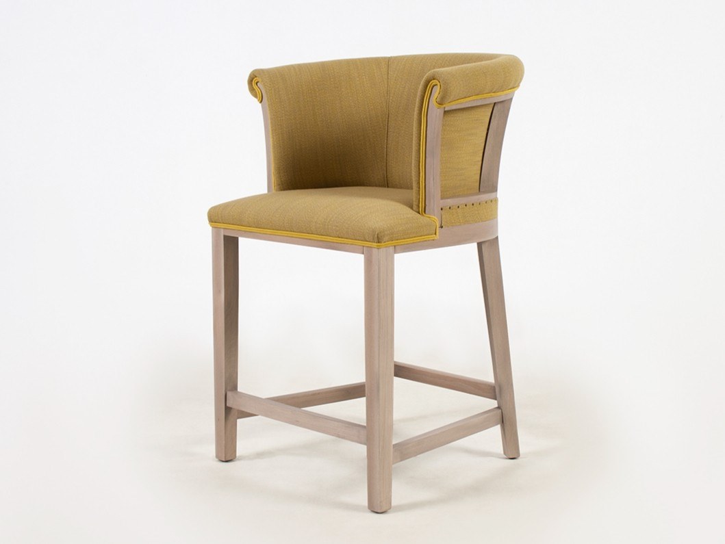 CASINO ESSENCE High fabric stool with footrest with back By Crearte ...