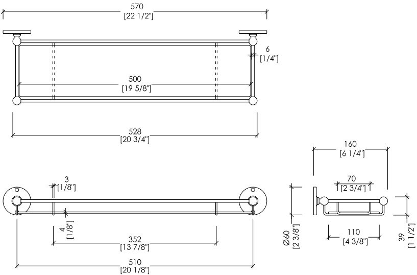 CAVENDISH | Bathroom wall shelf Crystal and brass bathroom wall shelf ...