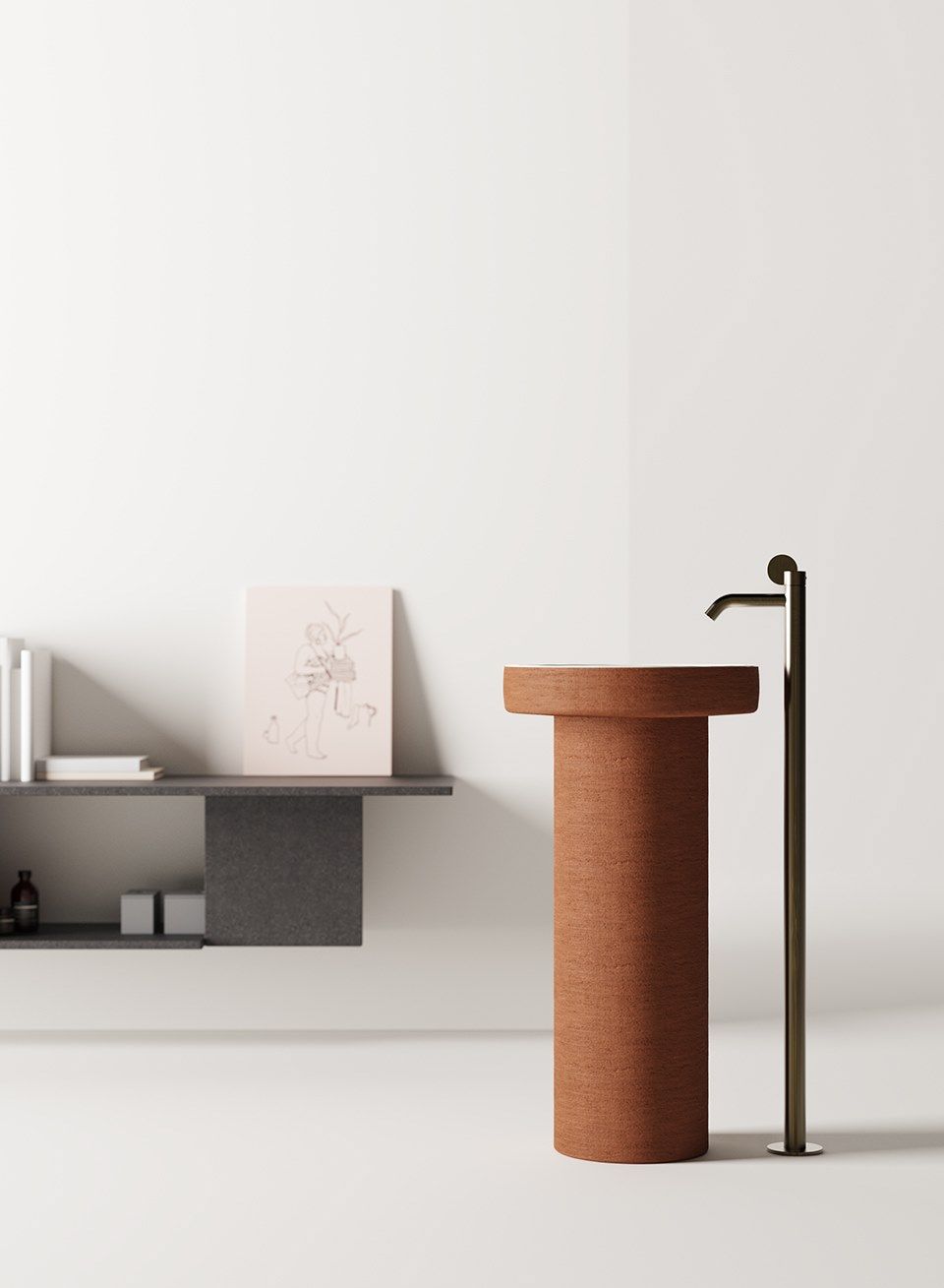 CENOTE A COLONNA Freestanding round clay washbasin By Agape | design ...