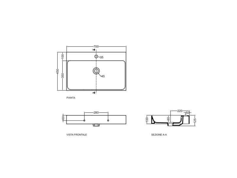 CENTO Single ceramic washbasin By COLAVENE