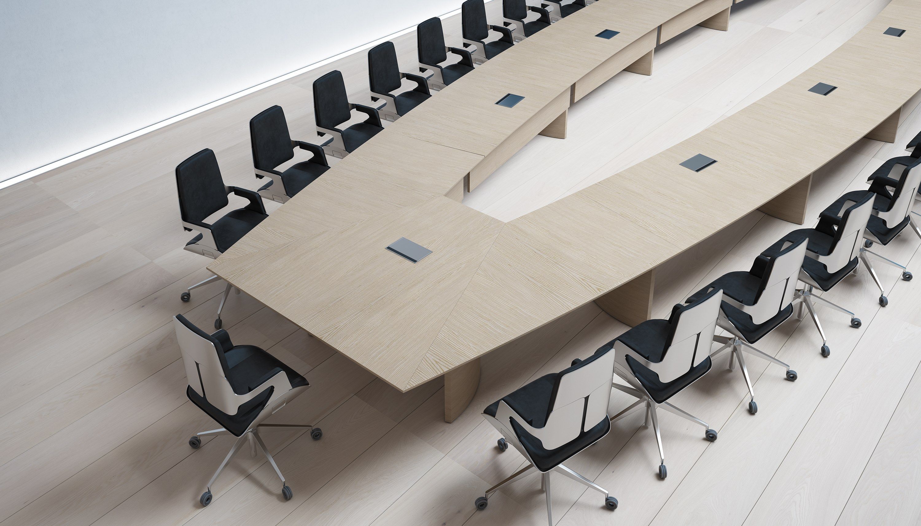 CEO Modular rectangular wood veneer meeting table By BK Contract