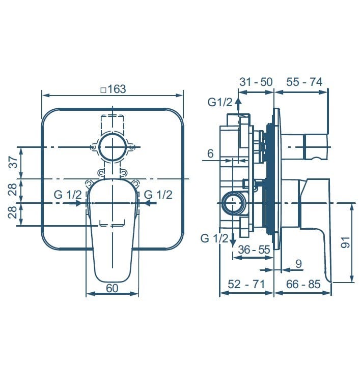 CERAFINE D - A7189AA Vertieft Einhebel Badewanne-Mischbatterie mit ...