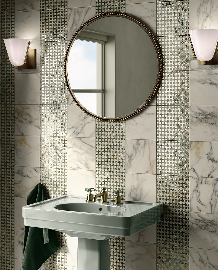 DIMORE Glazed porcelain stoneware wall/floor tiles with marble effect ...