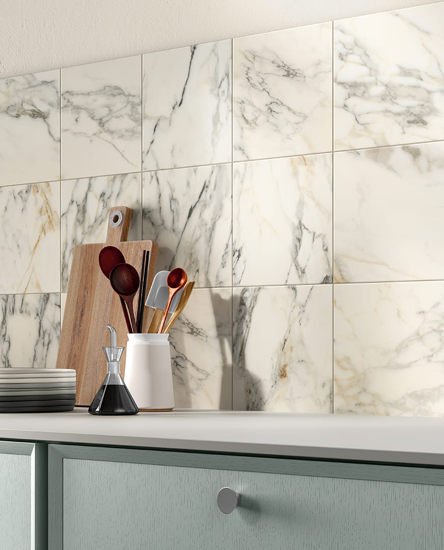 DIMORE Glazed porcelain stoneware wall/floor tiles with marble effect ...