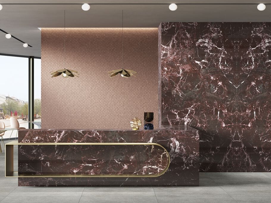 INFINITO 2.0 - ROSSO LEPANTO Porcelain stoneware furniture foil with marble effect By CERAMICA ...