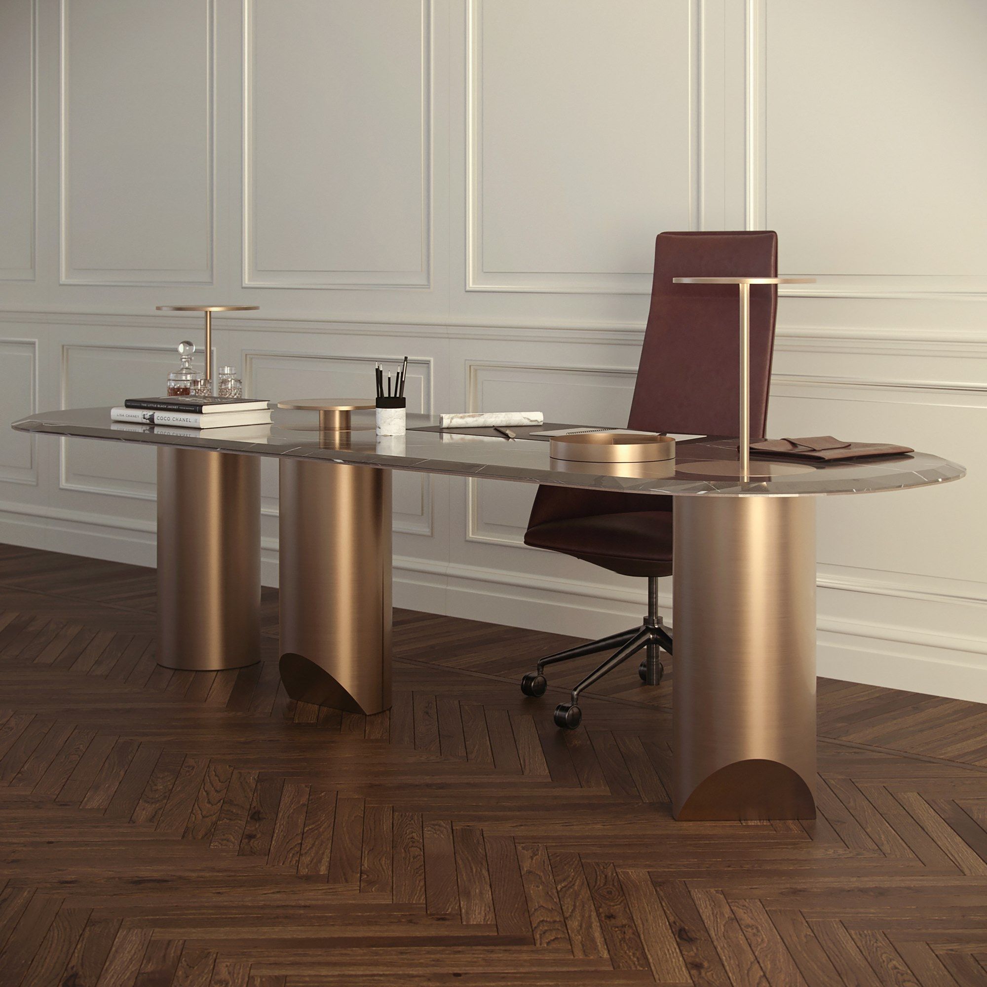 CERBERO | Writing desk Metal writing desk with marble top By ...