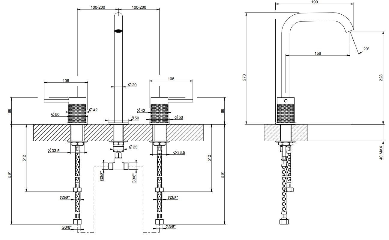 CESELLO | 3 hole washbasin mixer Gessi316 Collection By Gessi