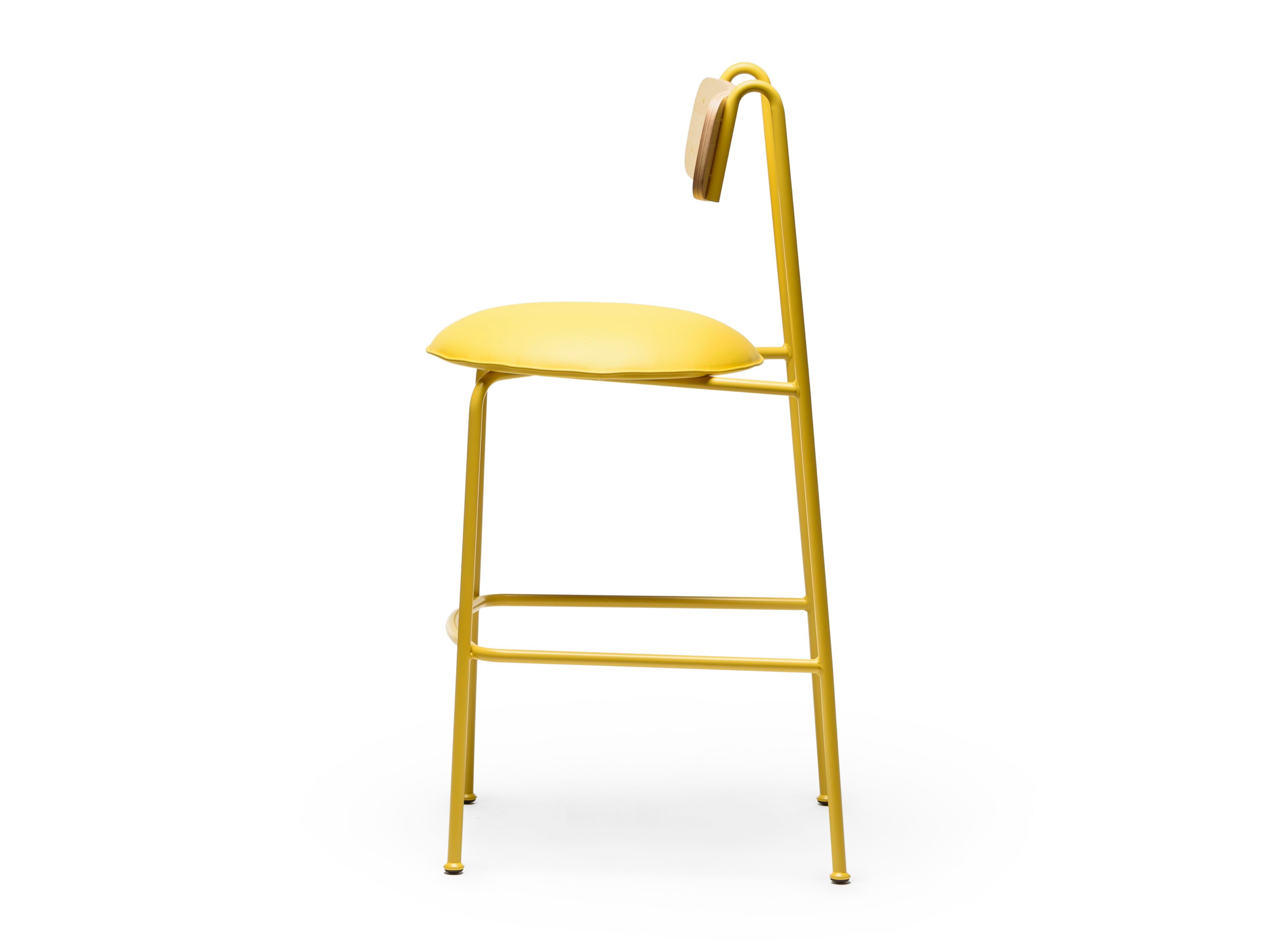 LENA SG-75 Painted metal high stool with eco-leather integrated cushion ...