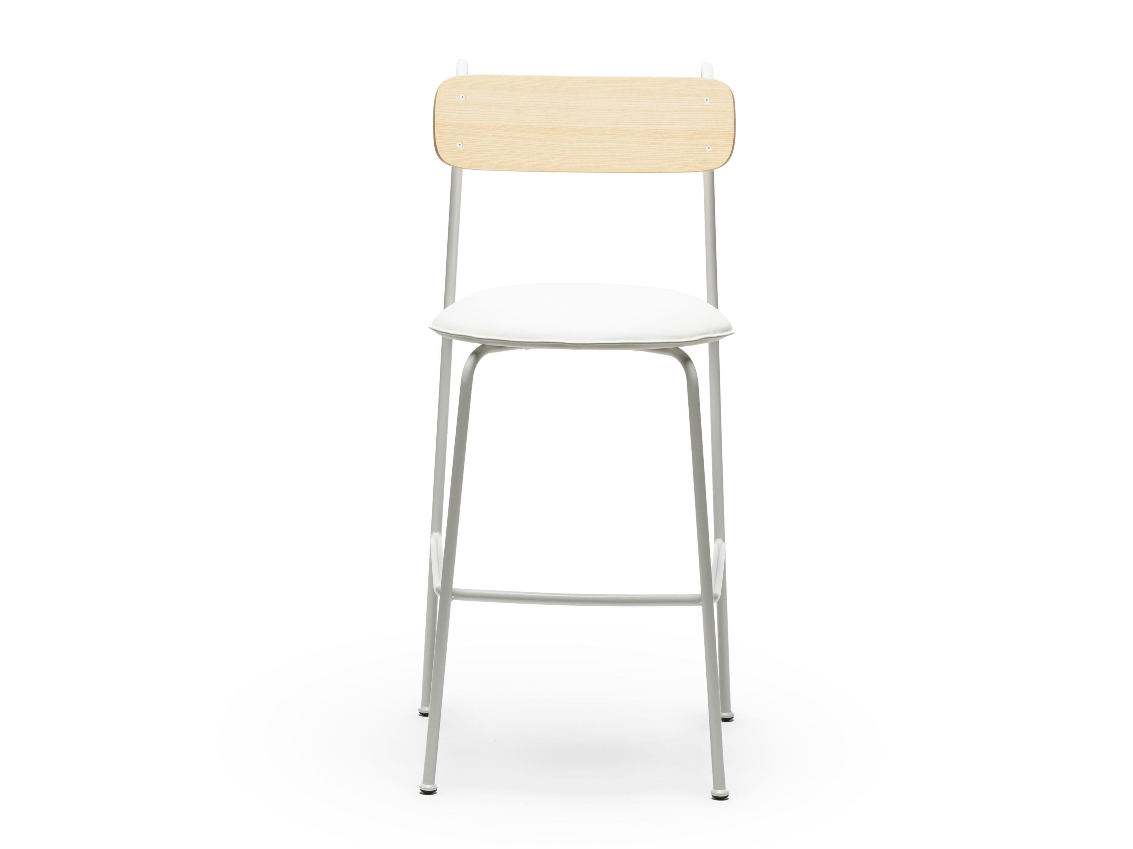 LENA SG-75 Painted metal high stool with eco-leather integrated cushion ...