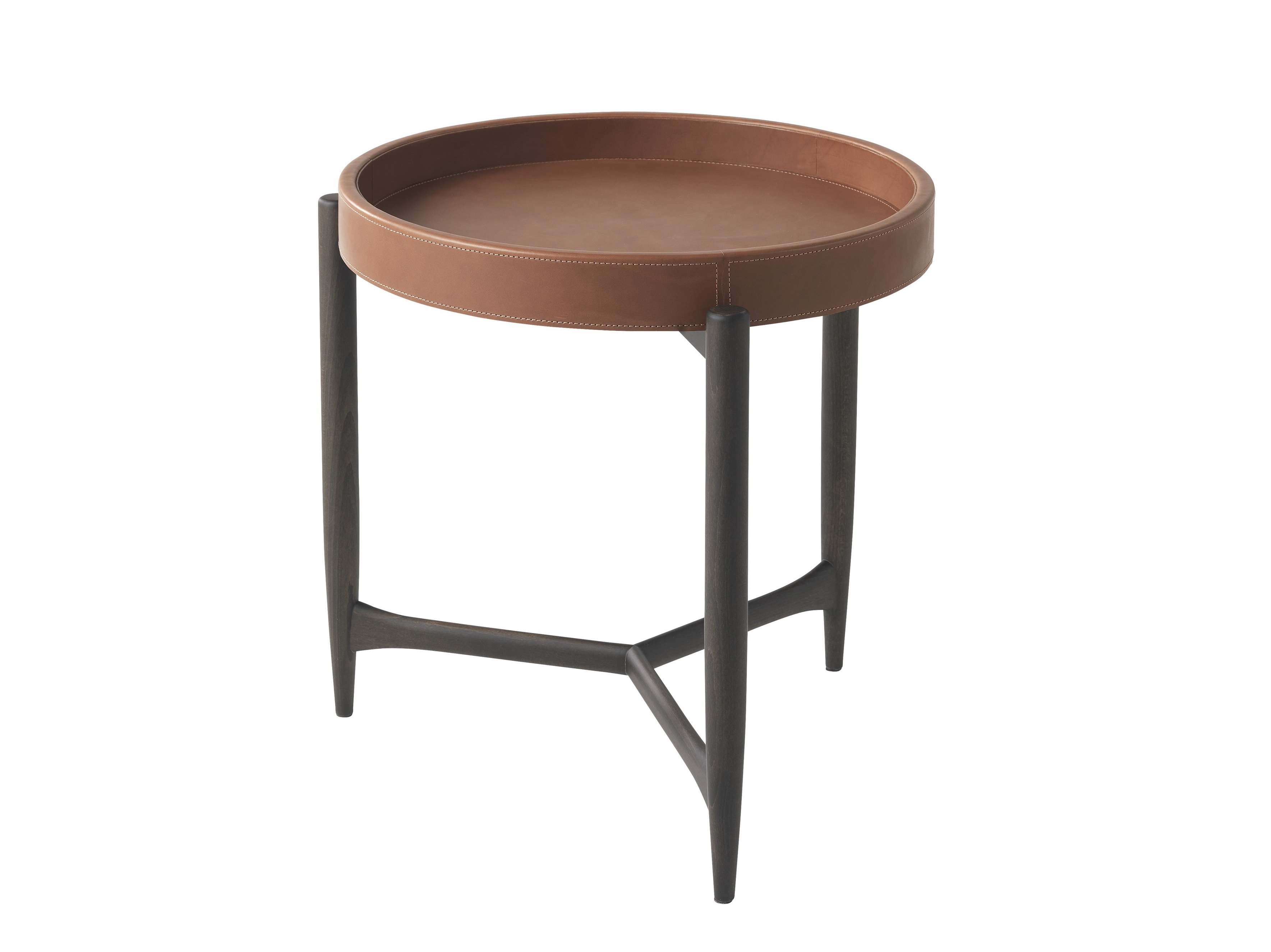 CHAMBERS | Coffee table Round tanned leather coffee table By Gianfranco ...