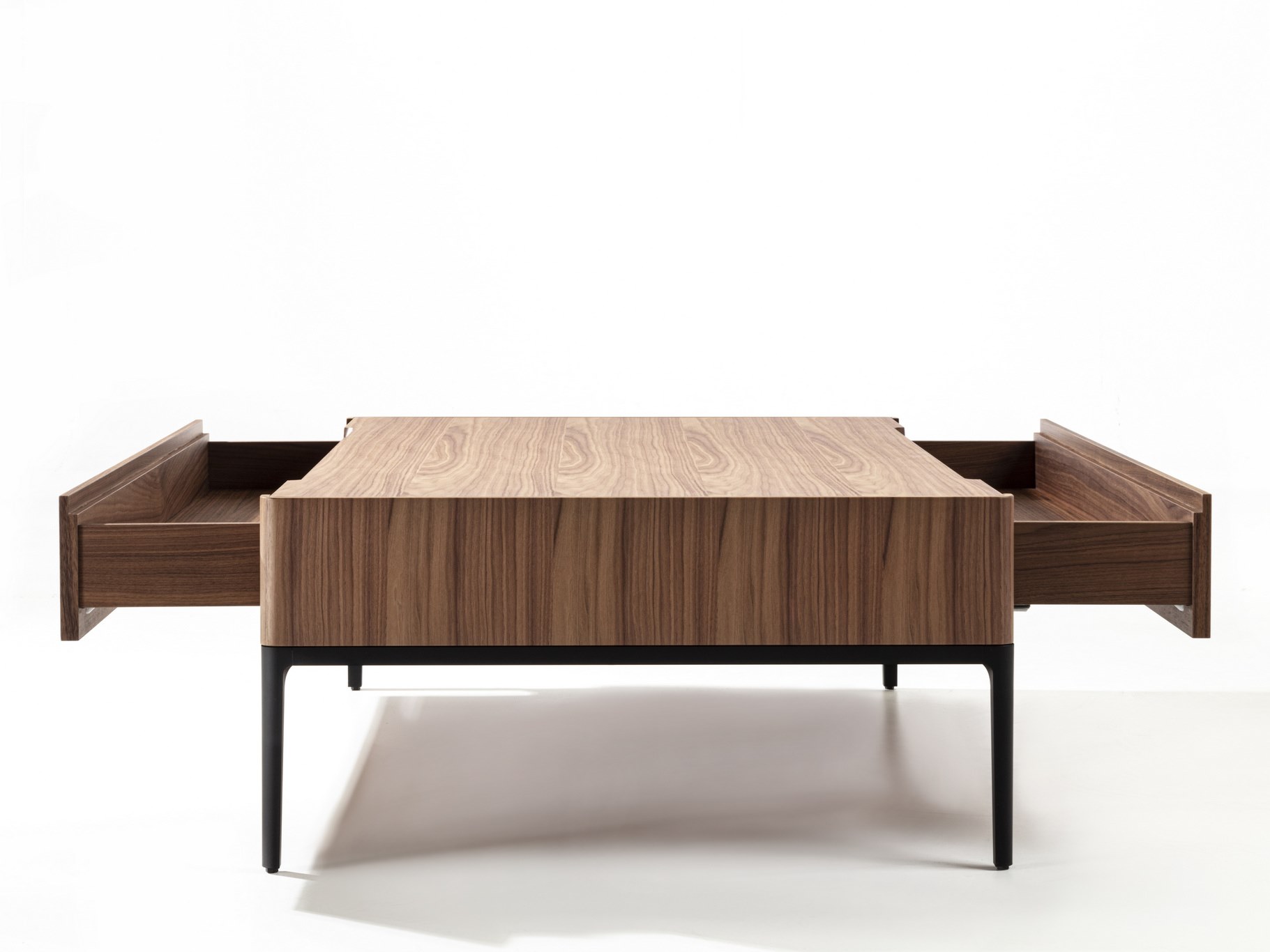 Walnut coffee table with storage space CHIBA By Porada design David Dolcini