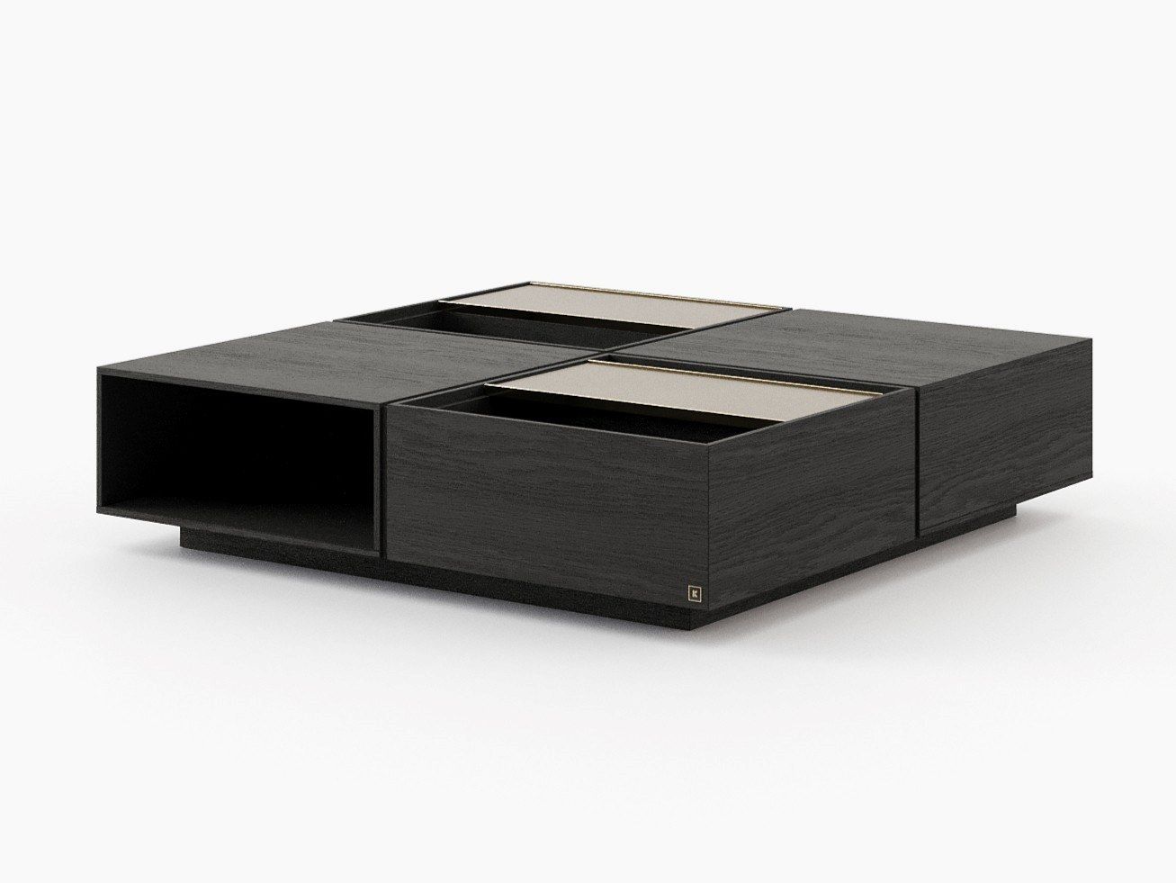 CHIOS Low square wooden coffee table with storage space By Laskasas
