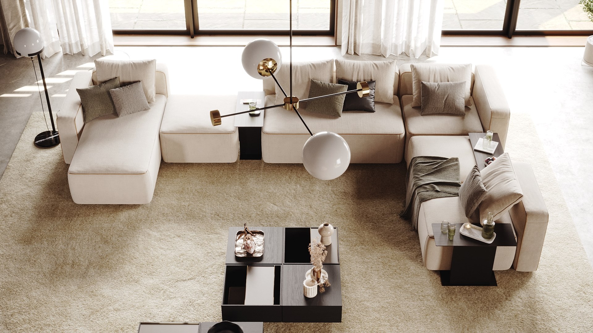 CHIOS Low square wooden coffee table with storage space By Laskasas