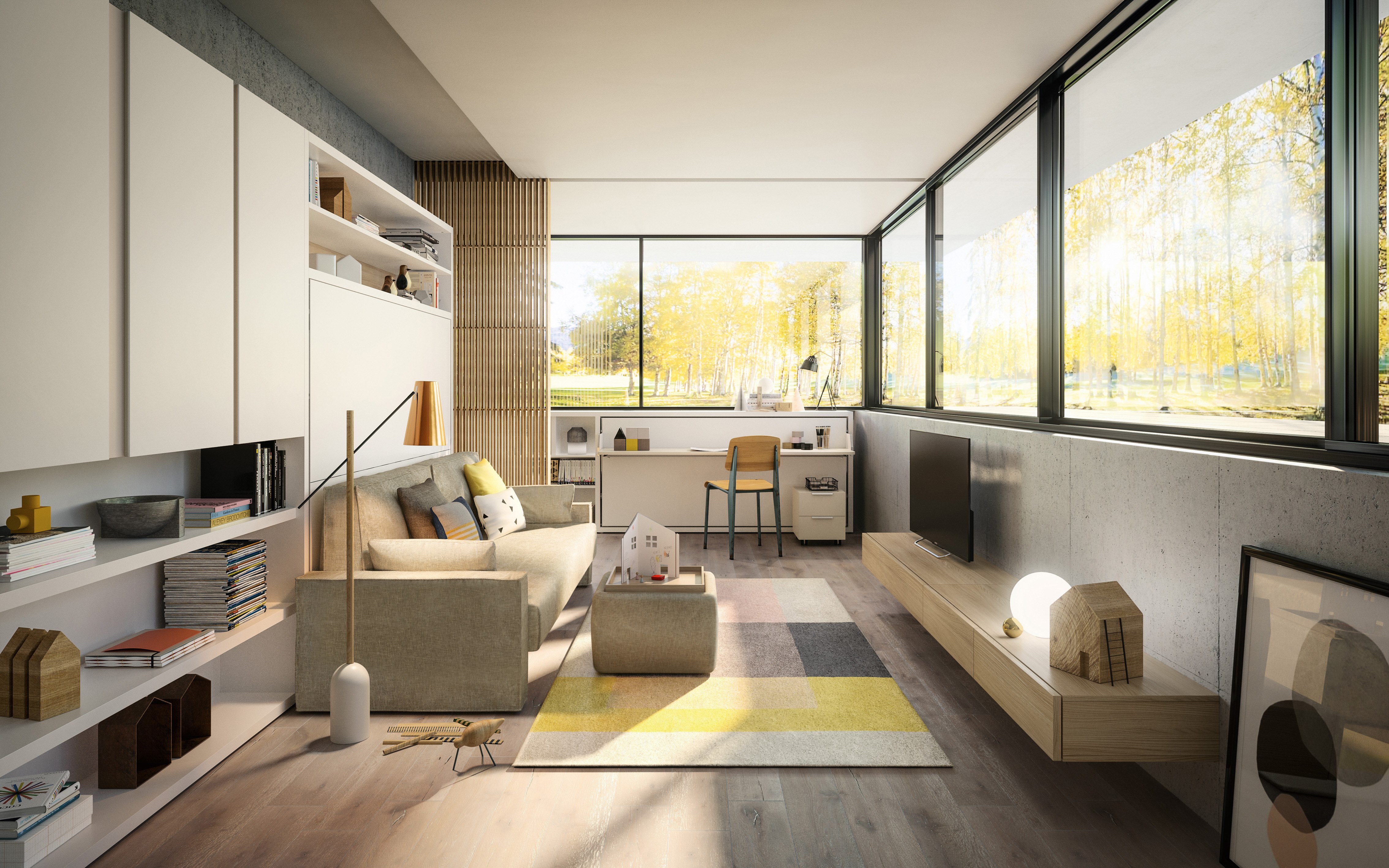 CIRCE SOFA Storage wall with fold-away bed By CLEI | design R&S Clei ...