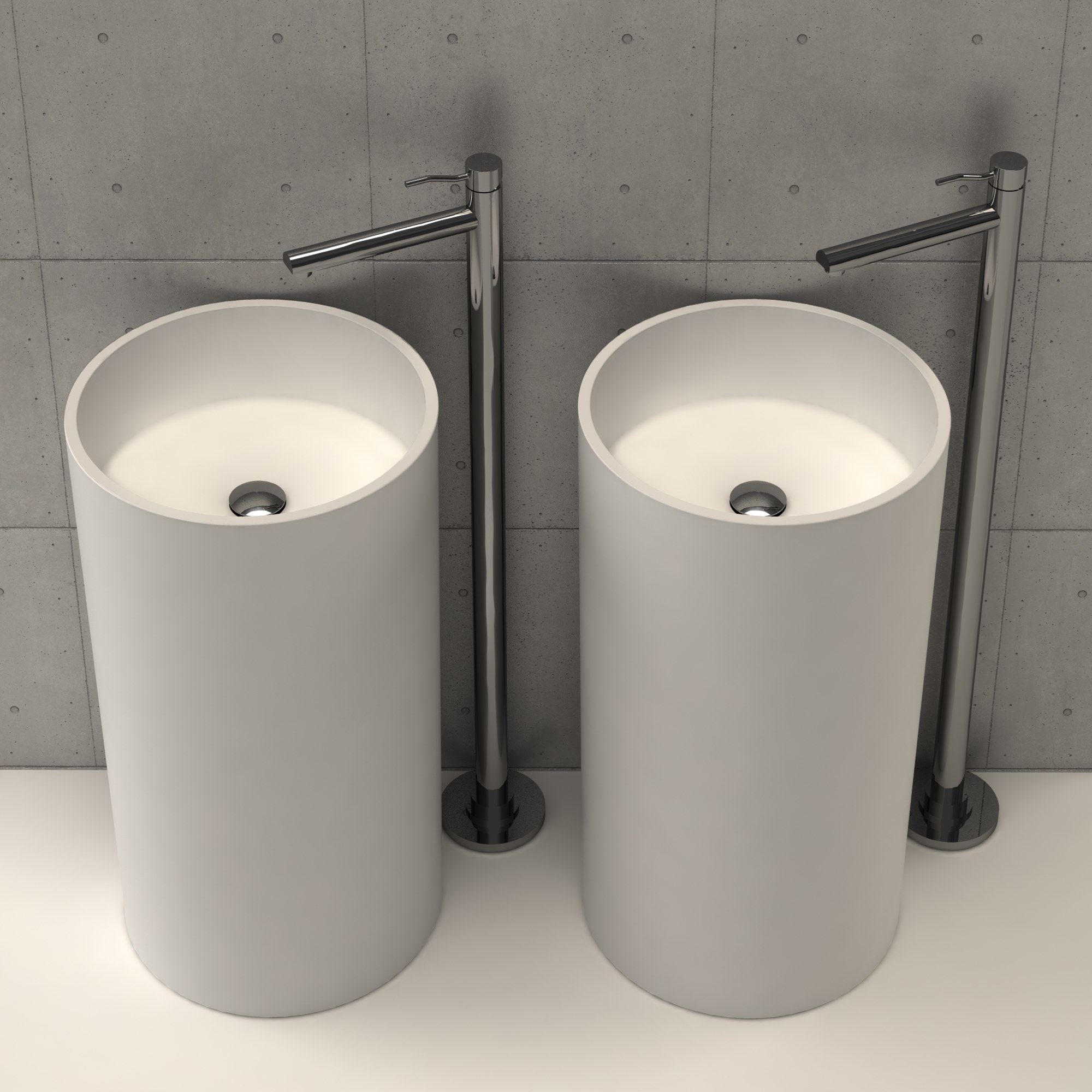 CIRCULAR TOWER Freestanding round single Solid Surface washbasin By MOMA Design