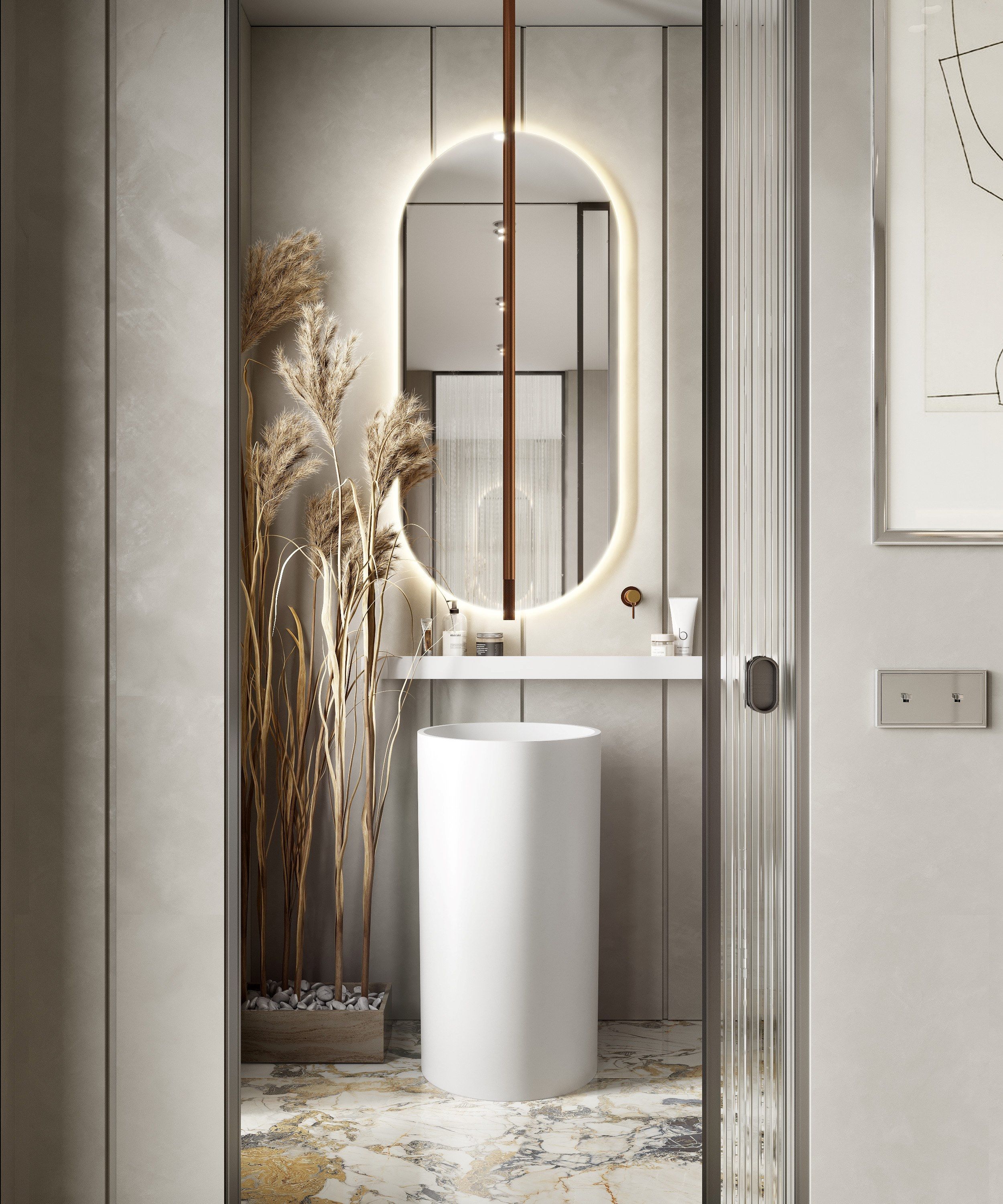 CIRCULAR TOWER Freestanding round single Solid Surface washbasin By ...