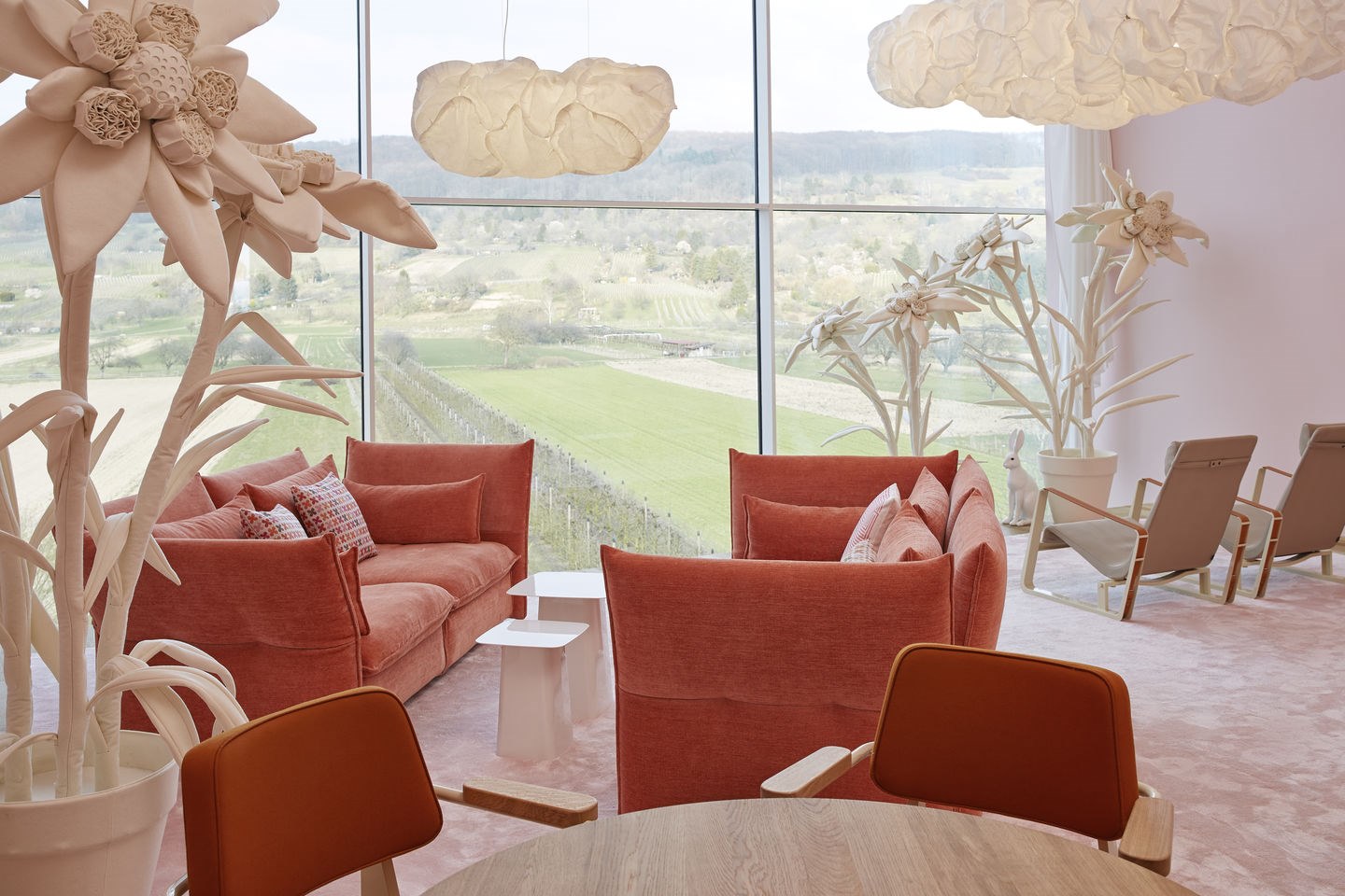 Sled base fabric armchair with headrest CITÉ By Vitra design Jean Prouvé