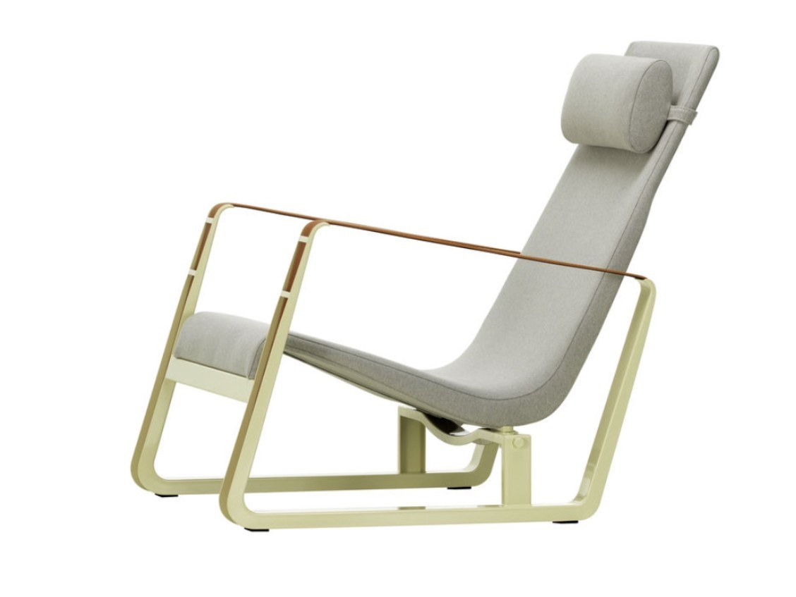 Sled base fabric armchair with headrest CITÉ By Vitra design Jean Prouvé