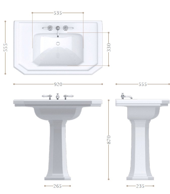 CLAREMONT Lavabo en céramique sur colonne By Gentry Home