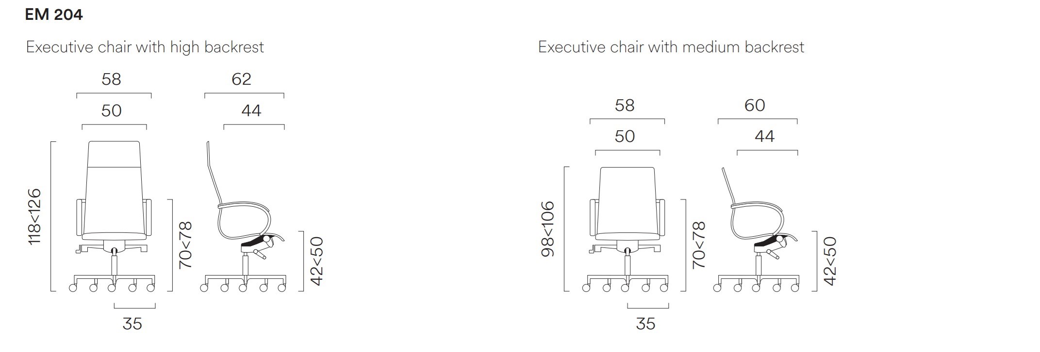 CLASSE 2 EM 204 | Height-adjustable office chair Swivel height ...