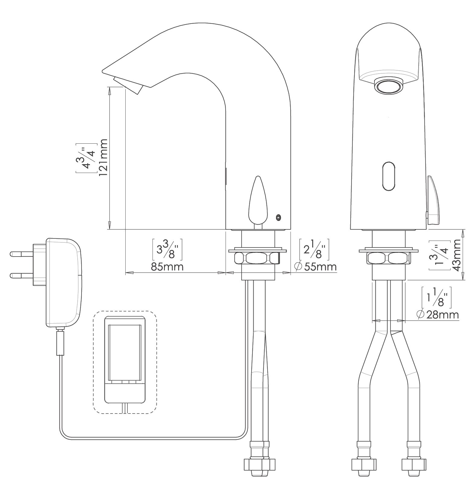 Infrared mixer Tap for public WC CLASSIC 1000 Classic Collection By Stern