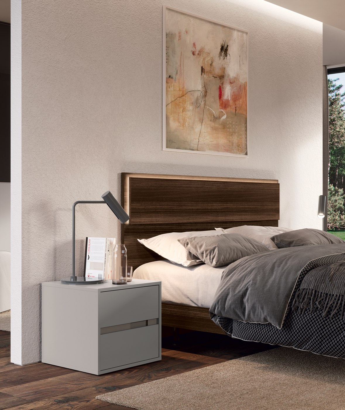 Melamine-faced chipboard bedside table with drawers CLIO By Febal Casa