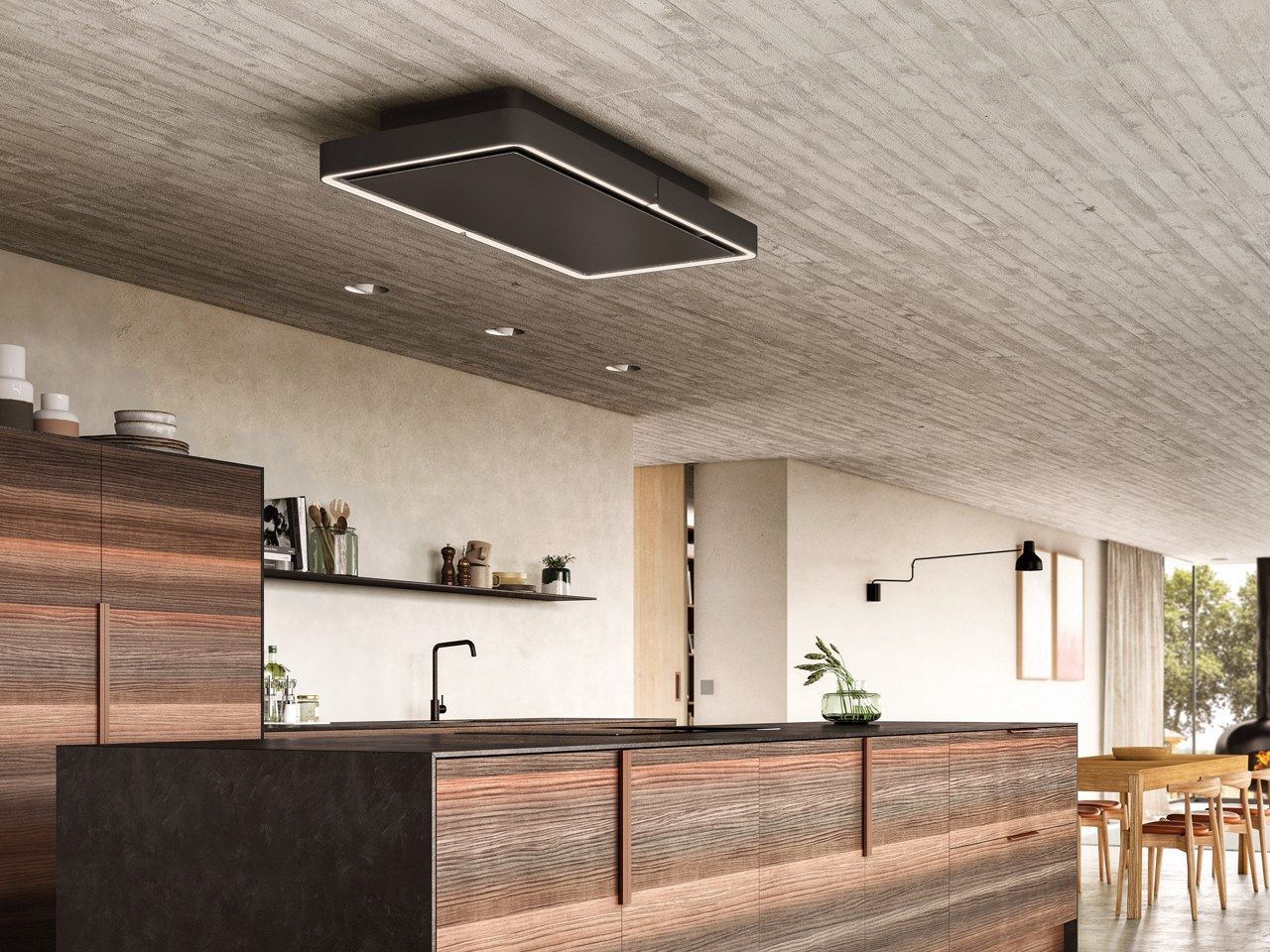CLOUD Ceiling-mounted cooker hood with integrated lighting By NOVY
