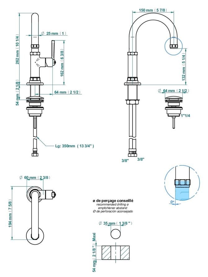 CLUB SAINT-GERMAIN Single lever basin mixer By THG Paris