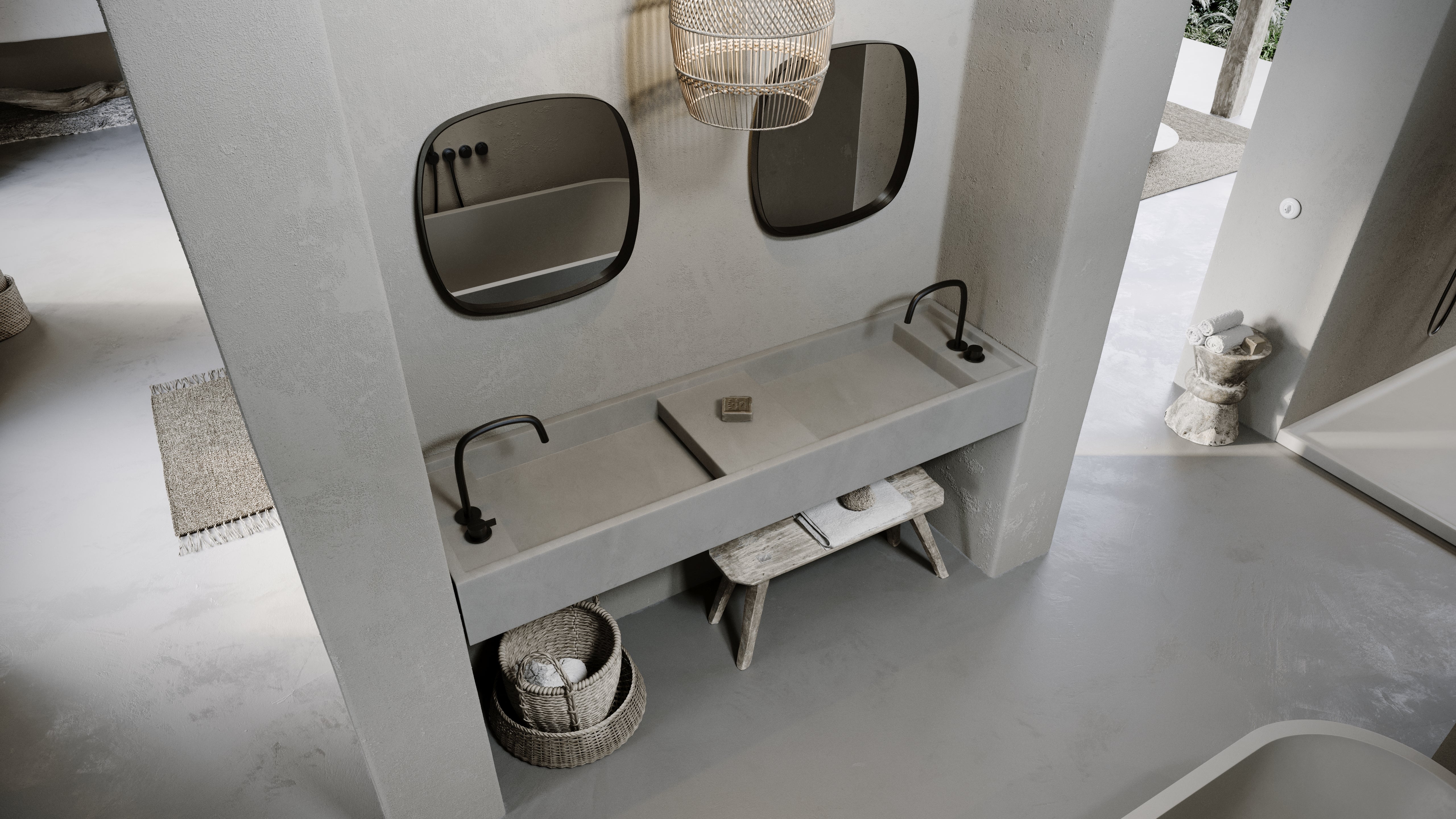 PB BASIN - 180 Wall-mounted double rectangular washbasin By COCOON ...