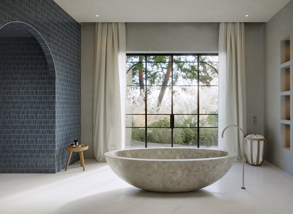 TULUM Freestanding oval natural stone bathtub By COCOON
