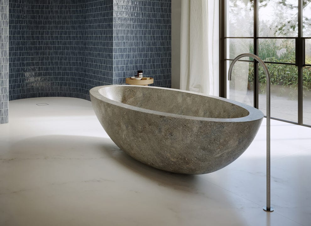 TULUM Freestanding oval natural stone bathtub By COCOON