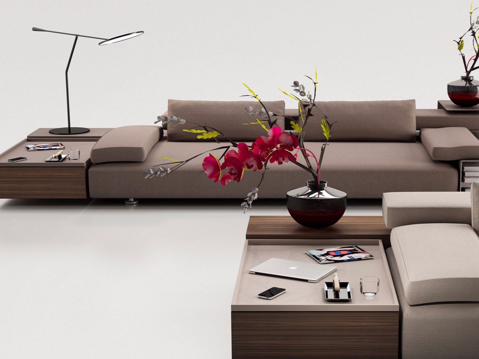 CODE Fabric sofa with integrated magazine rack By ENNE | design ...