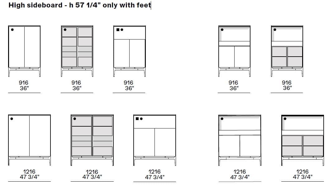 CODE Wooden highboard with doors By Poliform