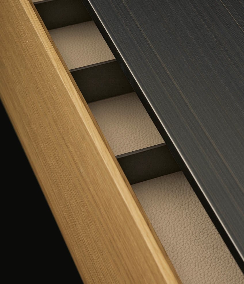 CODE Low wooden TV cabinet with drawers By Poliform