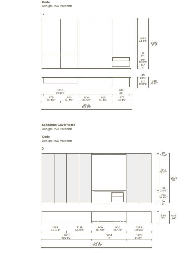CODE Sectional wooden storage wall By Poliform