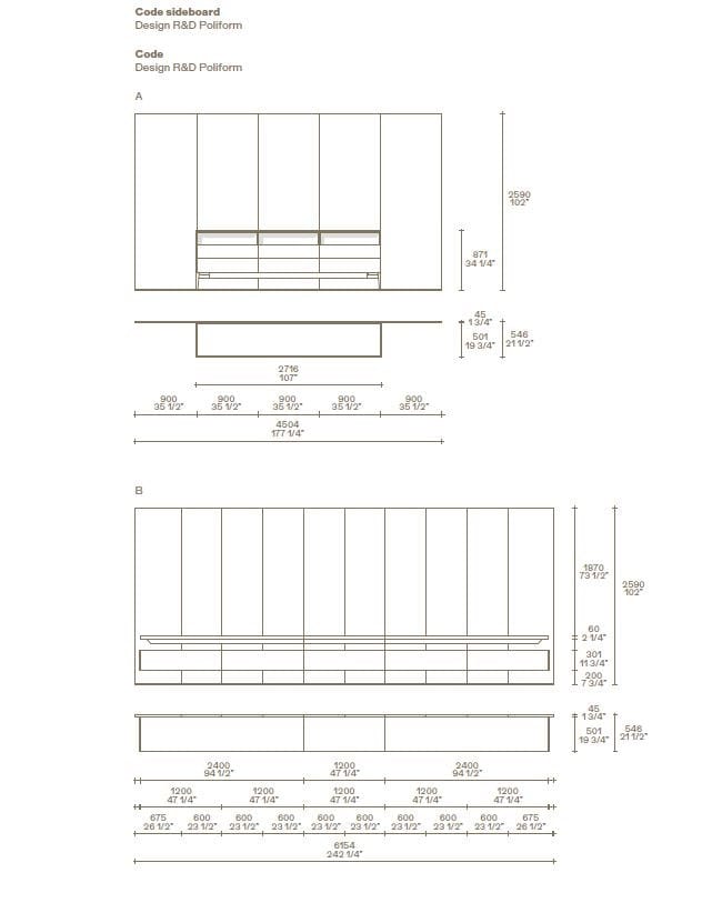 CODE Sectional wooden storage wall By Poliform