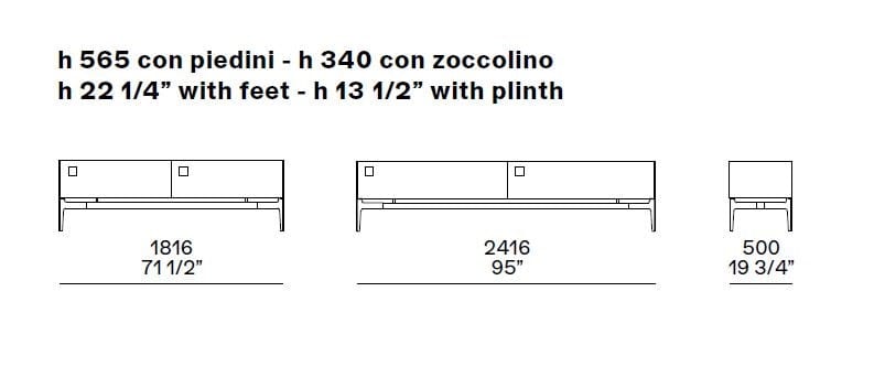 CODE Low wooden TV cabinet with drawers By Poliform