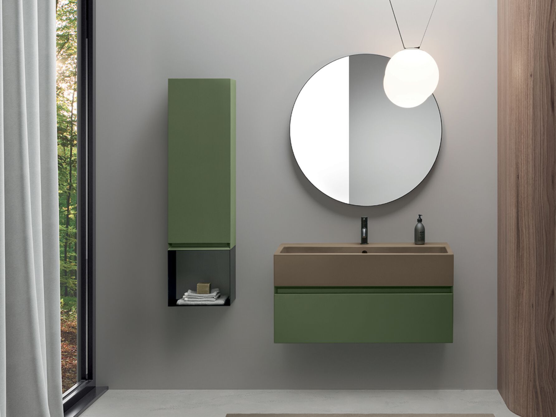 CAMALEO Wall-mounted vanity unit with integrated washbasin By COLAVENE