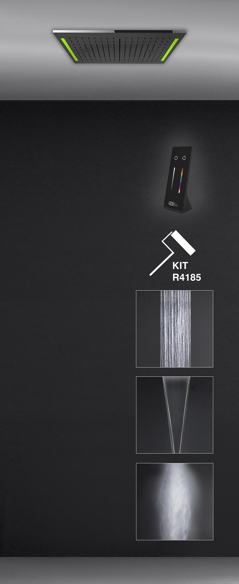 COLOUR Built-in rectangular waterfall shower By Gessi