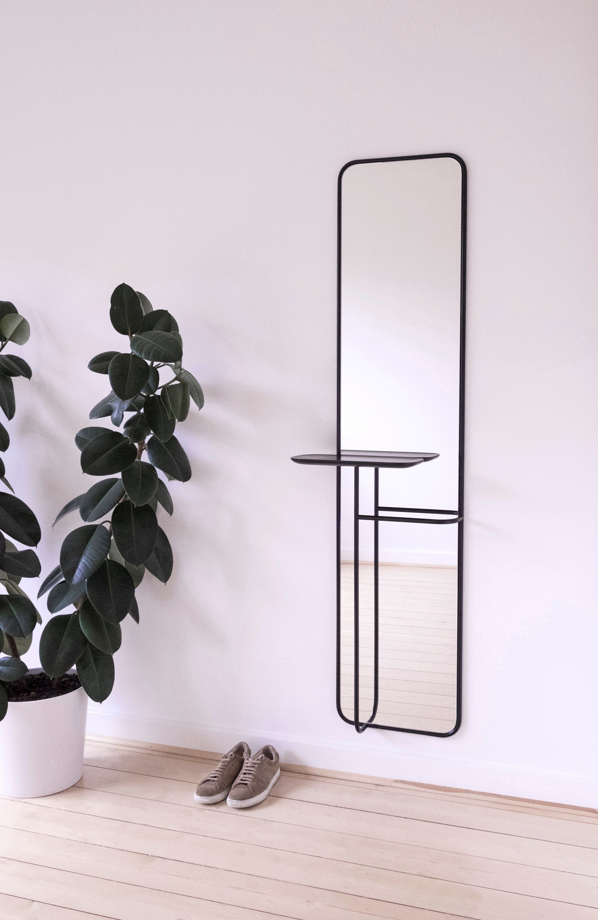 Wall-mounted hall mirror with shelf CONCIERGE By Caussa design Andreas ...