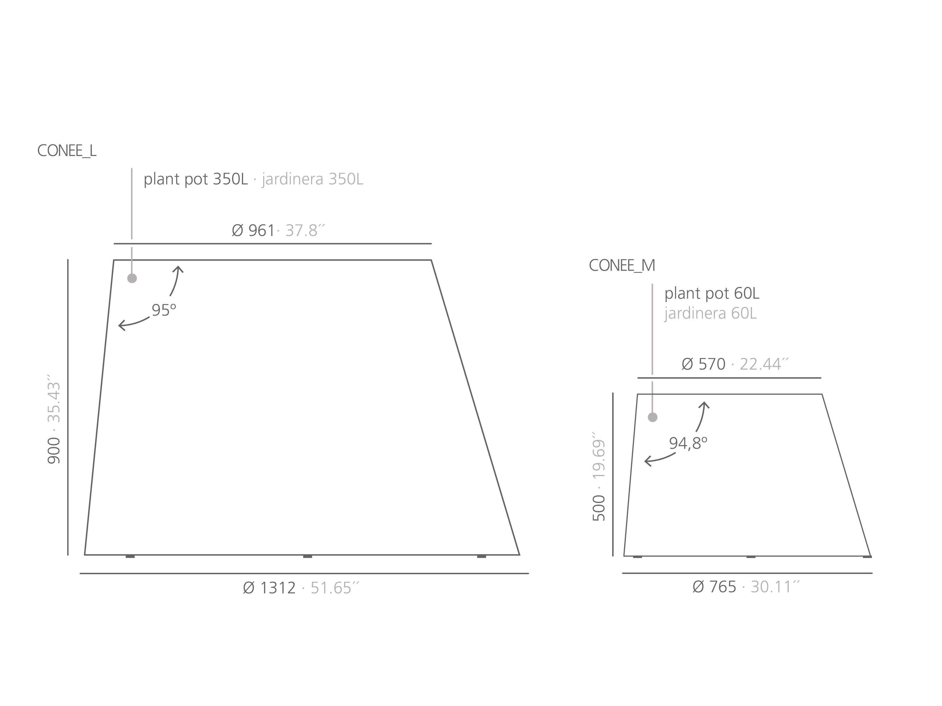Steel plant pot CONEE_L-M By Systemtronic design Victor Carrasco