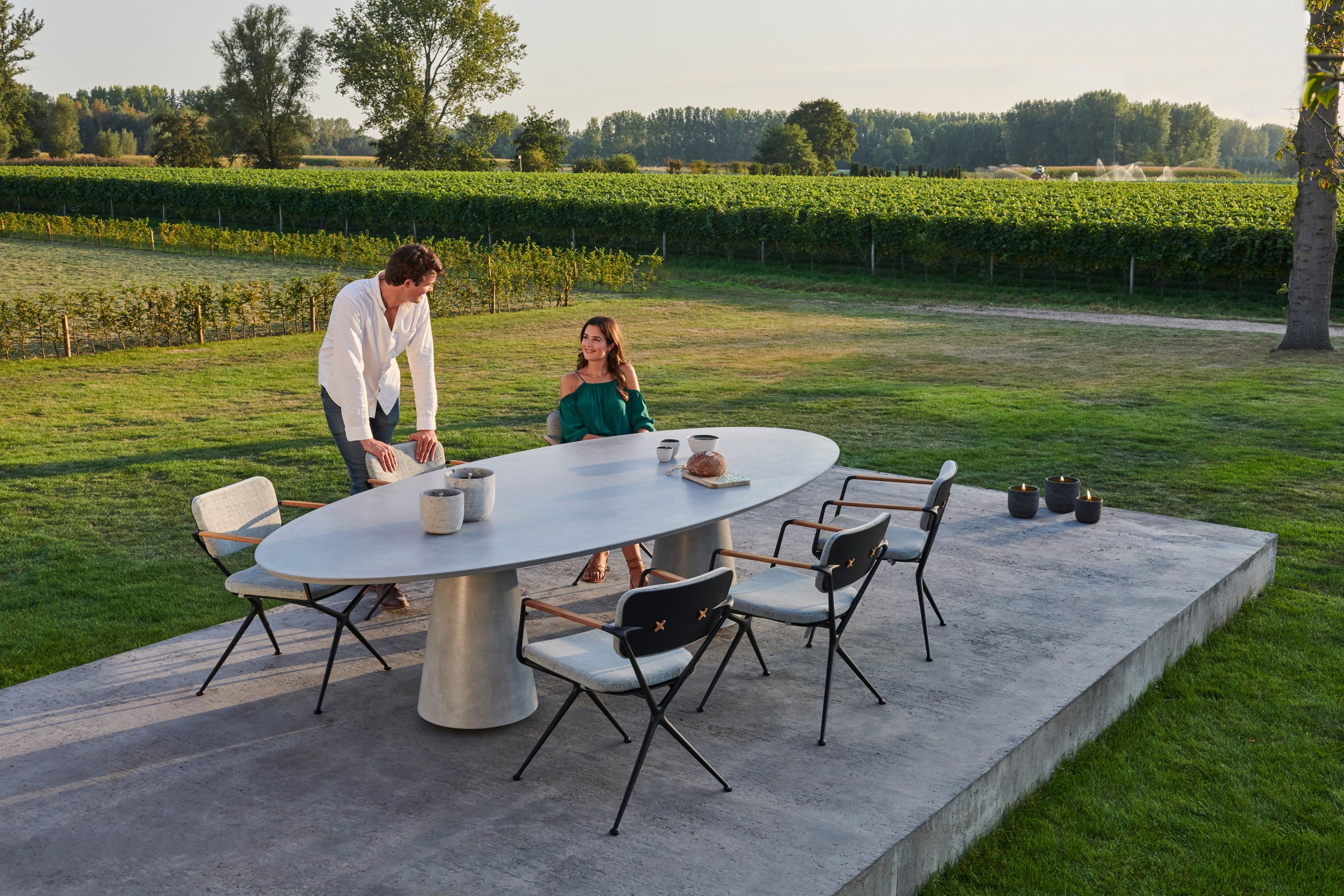 CONIX Oval Ductal® garden table By Royal Botania | design Kris Van Puyvelde