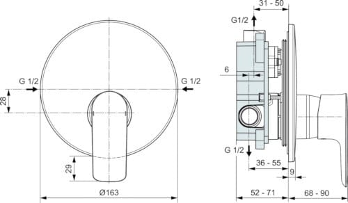 CONNECT AIR - A7036 Mezclador de ducha Empotrada monomando By Ideal ...