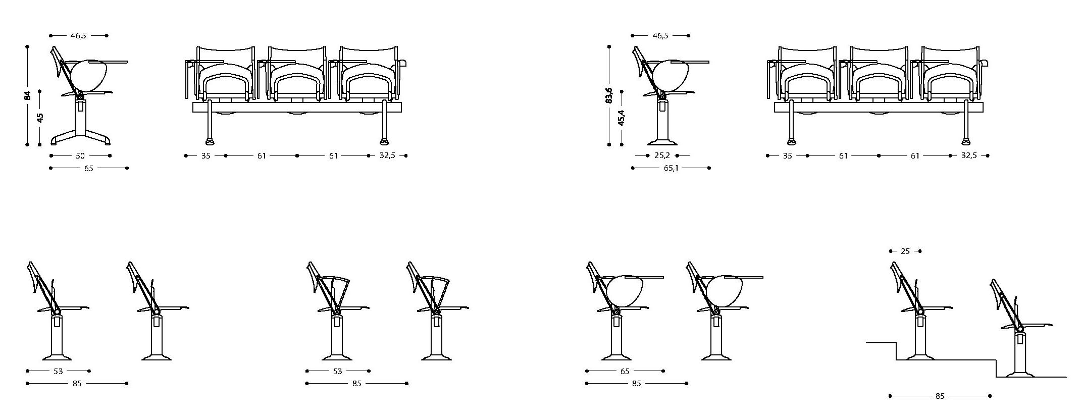 CONPASSO Wooden beam seating with tip-up seats By LAMM | design Lucci ...