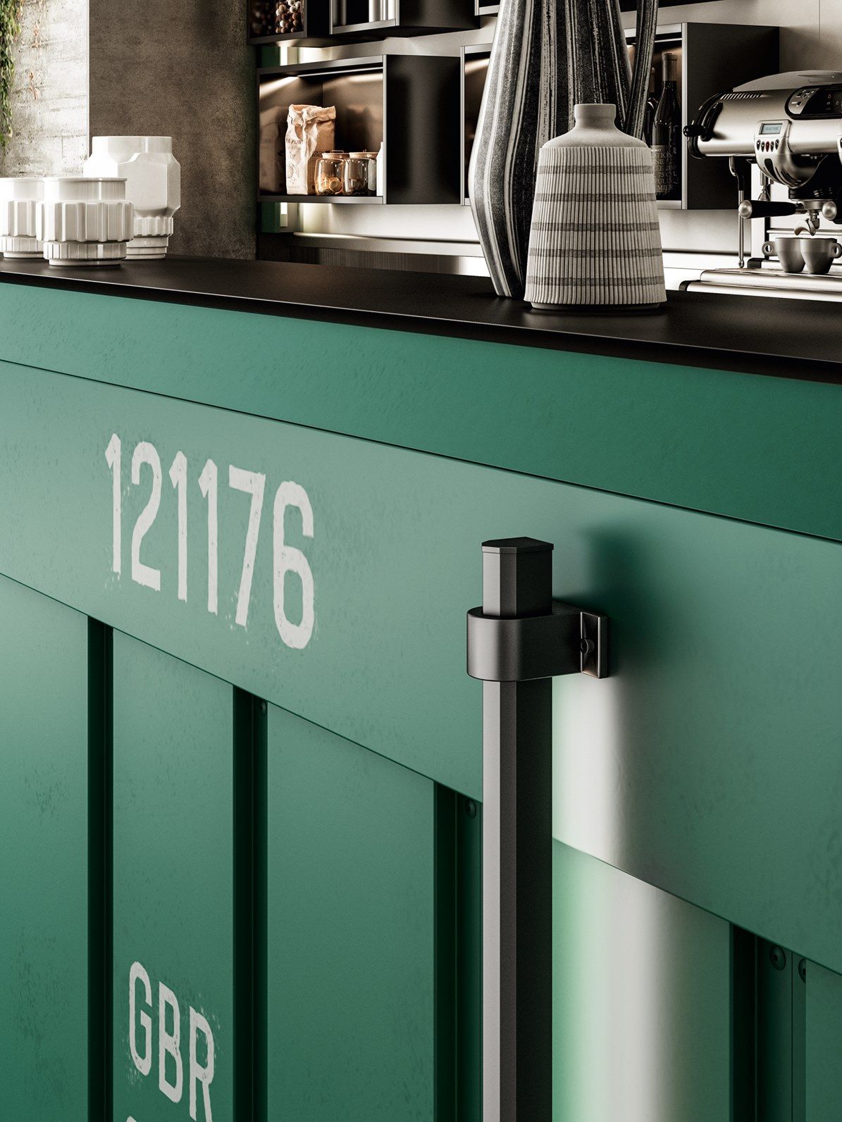 Illuminated steel bar counter CONTAINER By Frigomeccanica