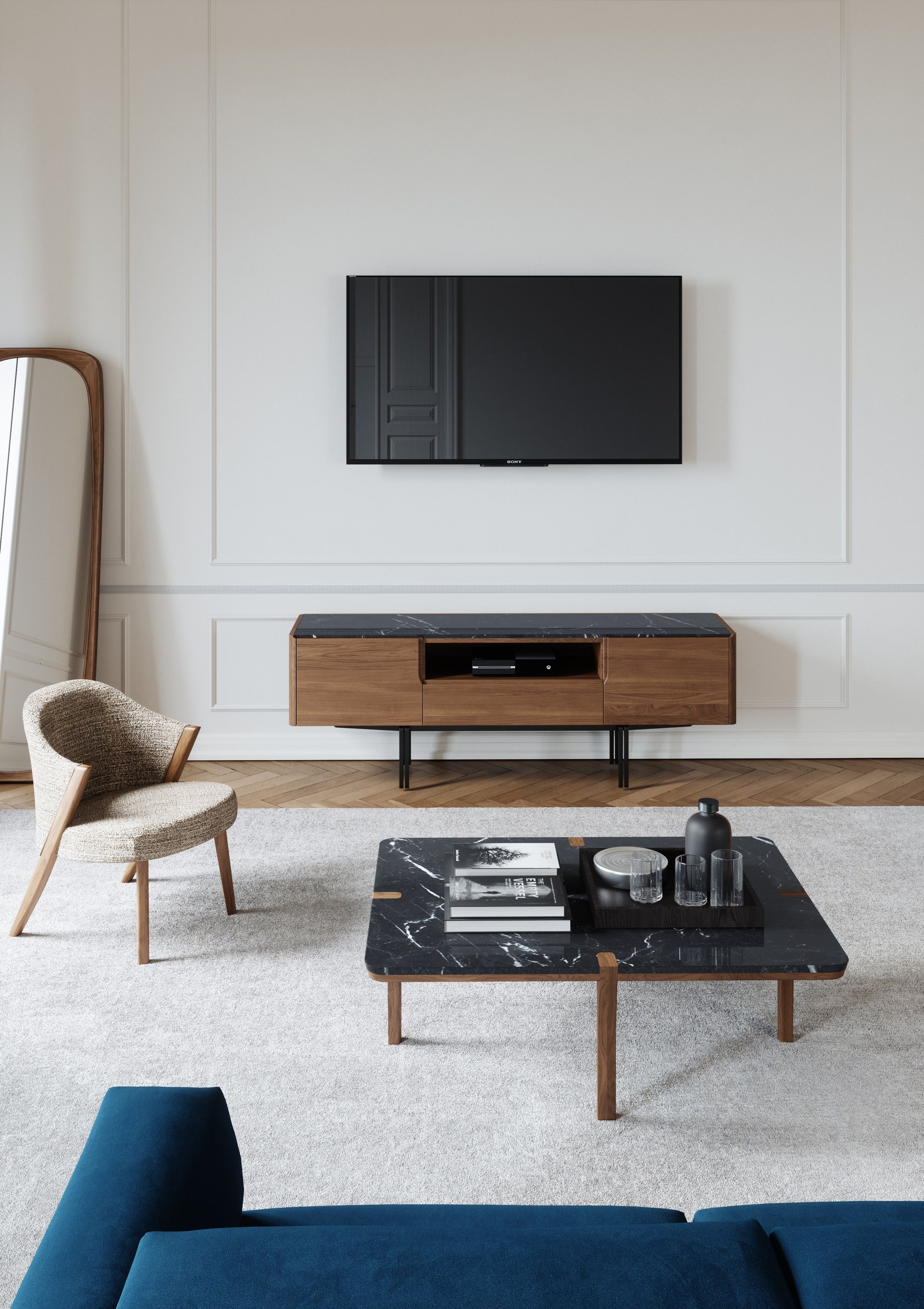 CORNER Mesita baja rectangular de mármol By Wewood