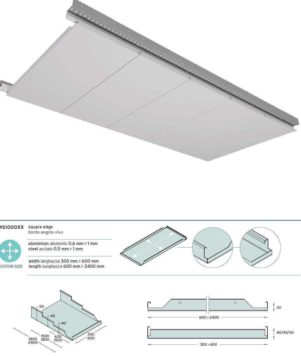 CORRIDOR 1000 ceiling panels By CBI Europe